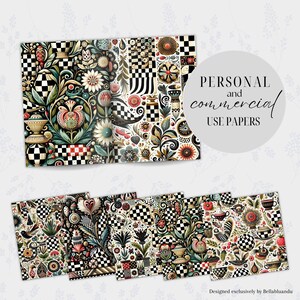 Whimsical Folk Art Digital Pattern Paper Pack for DYI Scrapbooking ...