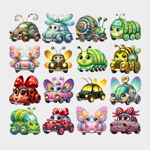 Whimsical Bugs Clipart: Butterfly, Ladybug, Dragonfly (PNG Digital ...