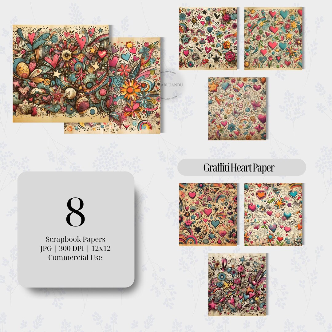 Graffiti Valentine Scrapbook Paper: Urban Street Art Prints (digital ...