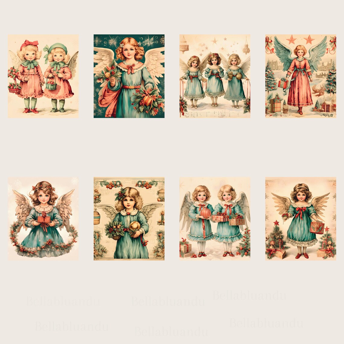 Vintage Inspired Angel Scrapbook Paper Set Victorian Angel Christmas ...