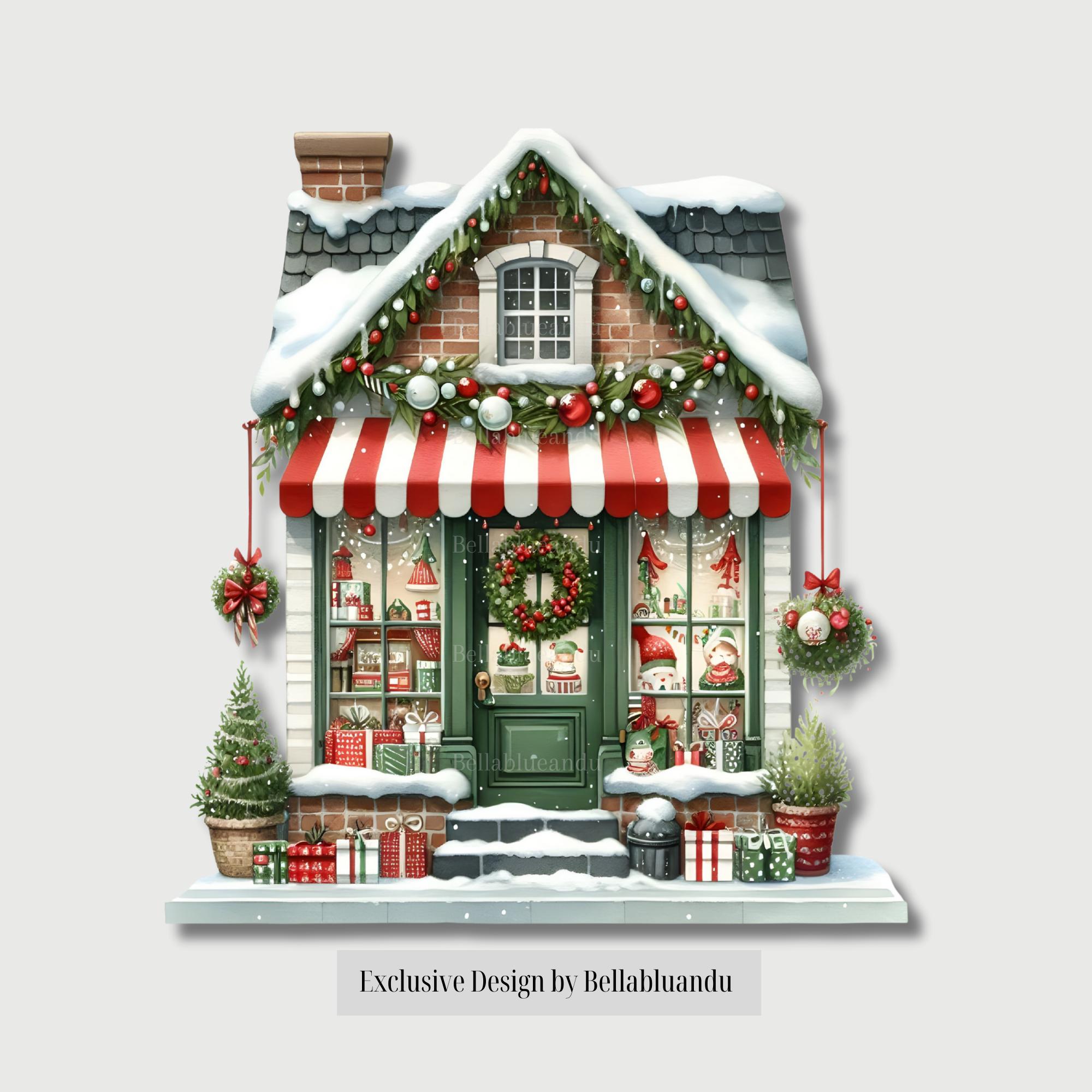 Christmas Storefront Clipart: Watercolor PNG Images (digital Download ...