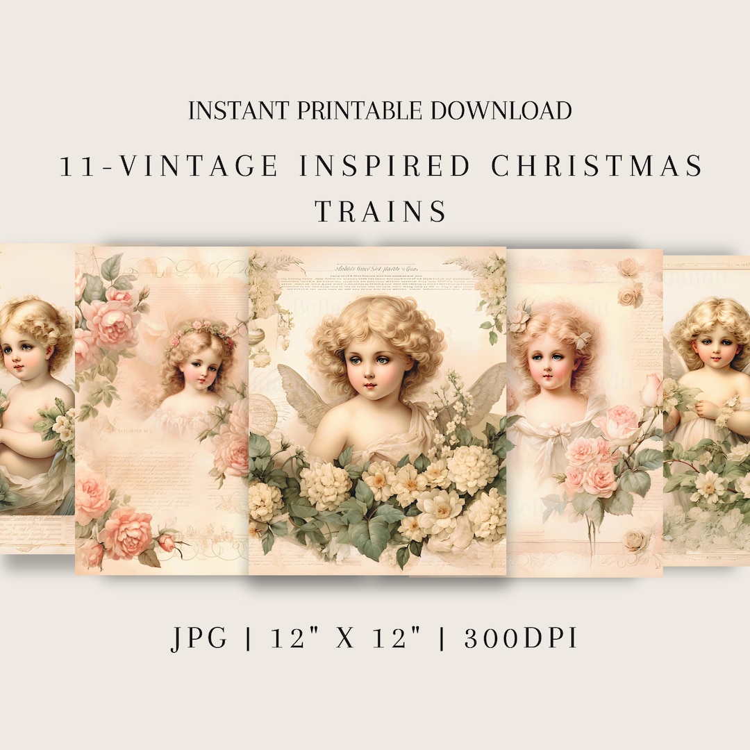 Cherub Angles Victorian Inspired Angel Scrapbook Printable Digital ...