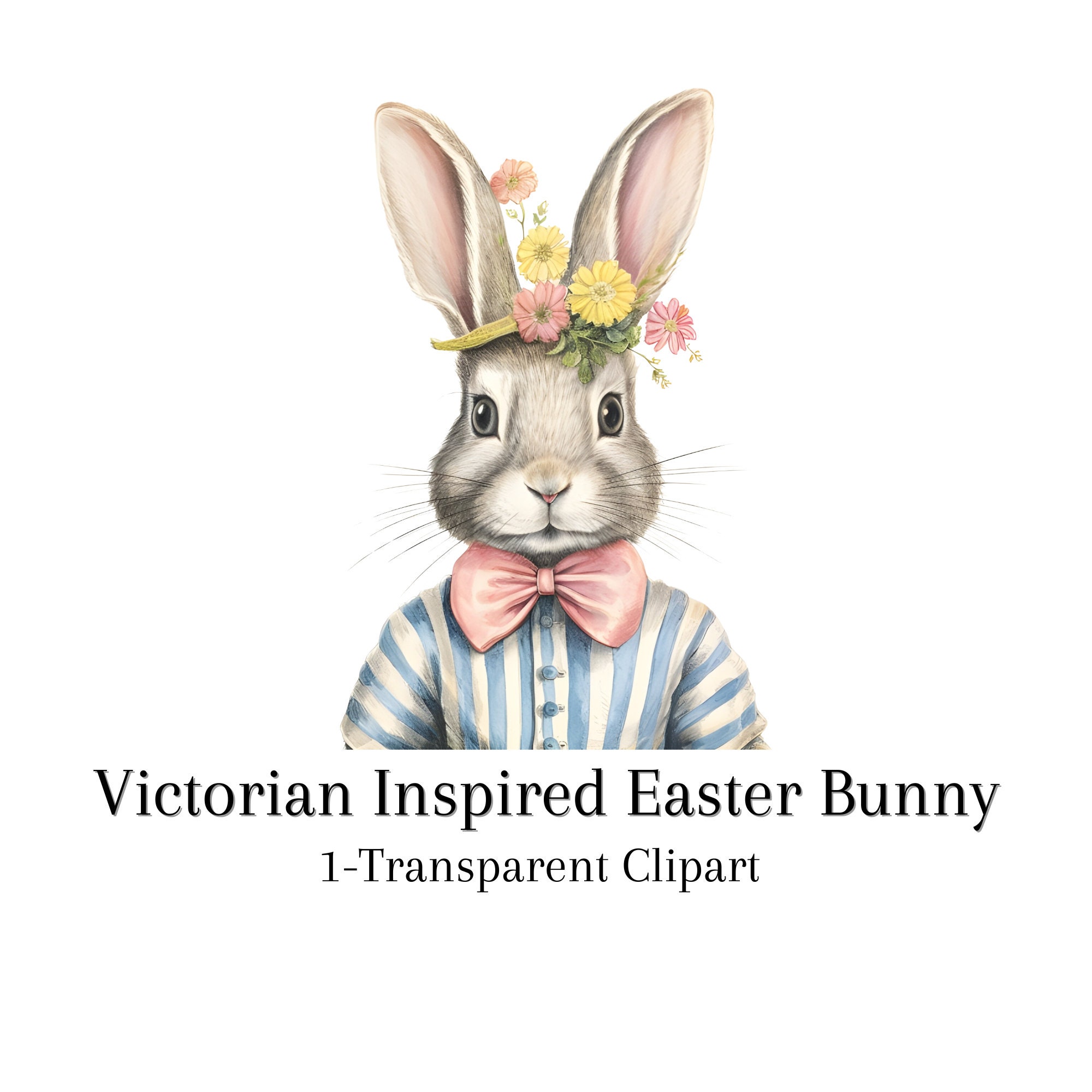 Easter Bunny Victorian Inspired Clipart PNG Transparent Background ...