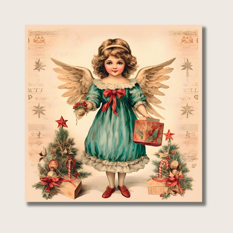 Vintage Inspired Angel Scrapbook Paper Set Victorian Angel Christmas ...