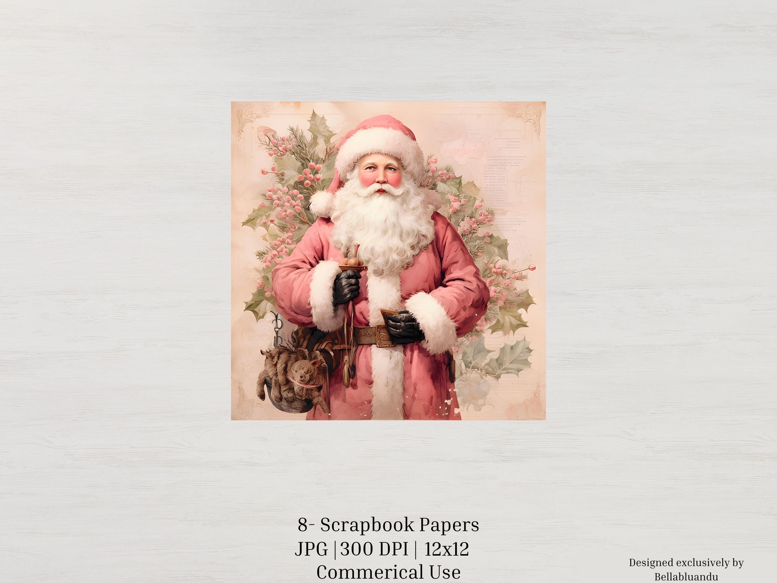 Printable Vintage Pink Santa Collage Sheets Perfect for Junk Journals ...