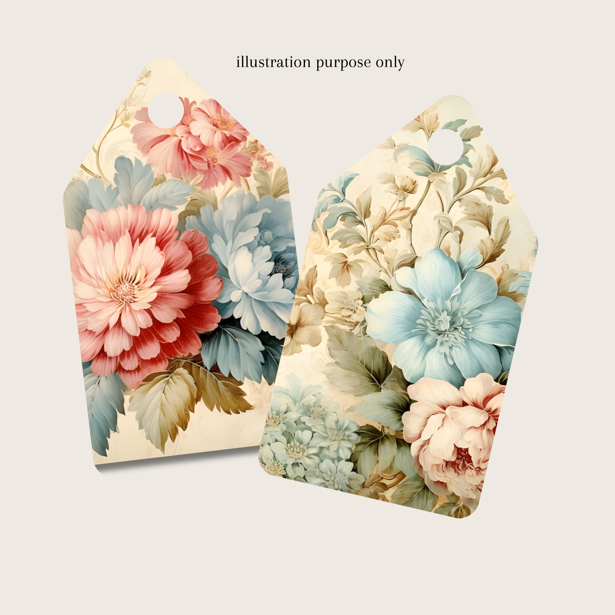 Victorian Style Flowers Scrapbook Paper Digital Download, Floral Print ...