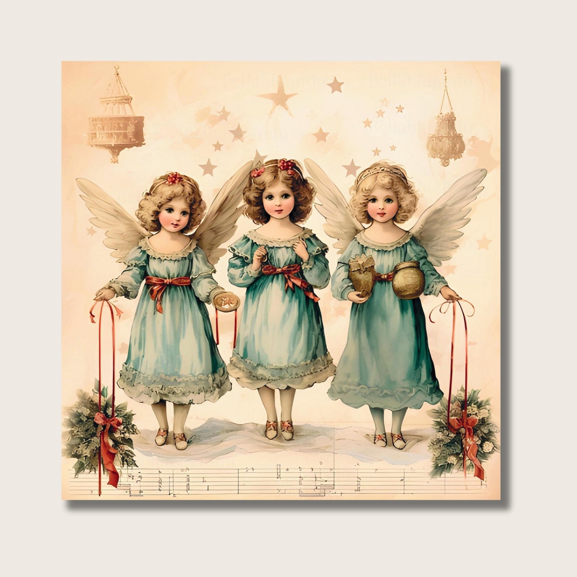 Vintage Inspired Angel Scrapbook Paper Set Victorian Angel Christmas ...