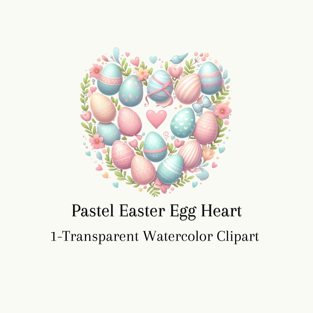 Pastel Easter Egg Heart Clipart PNG Transparent Background, Clipart ...