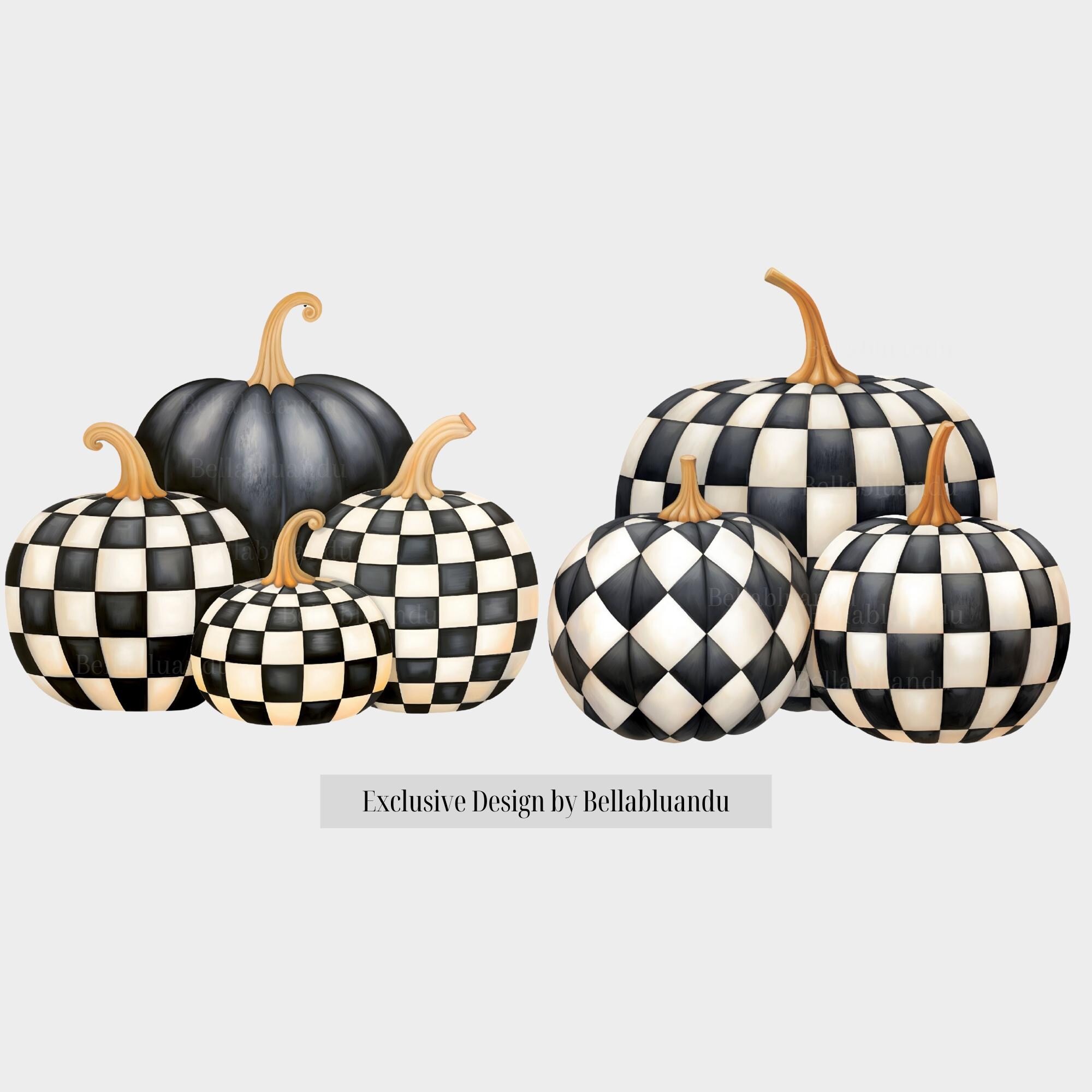 Pumpkin Check Print Clipart Checkered Pumpkin Bundle for Home Décor ...