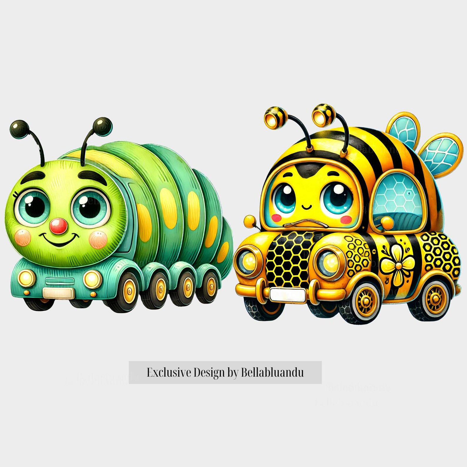 Whimsical Bugs Clipart: Butterfly, Ladybug, Dragonfly (PNG Digital ...