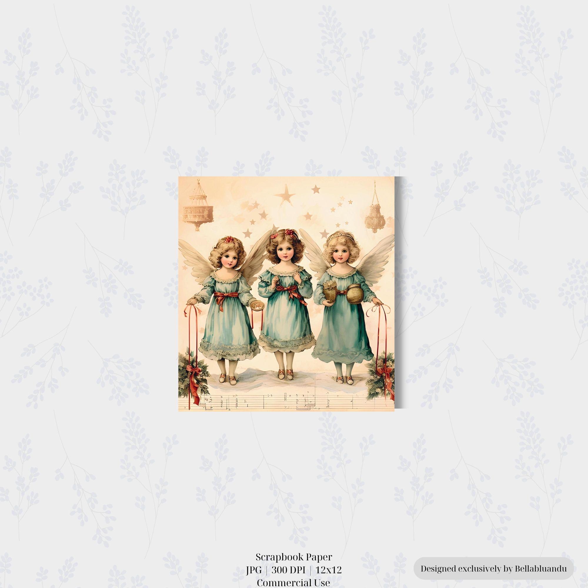 Vintage Inspired Angel Scrapbook Paper Set Victorian Angel Christmas ...