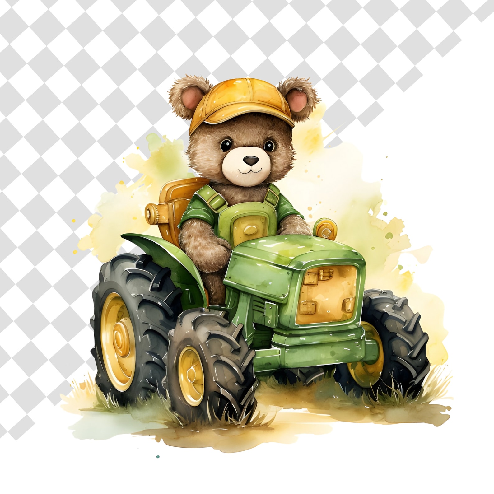 Watercolor Teddy Bear Clipart PNG Transparent Background Instant ...