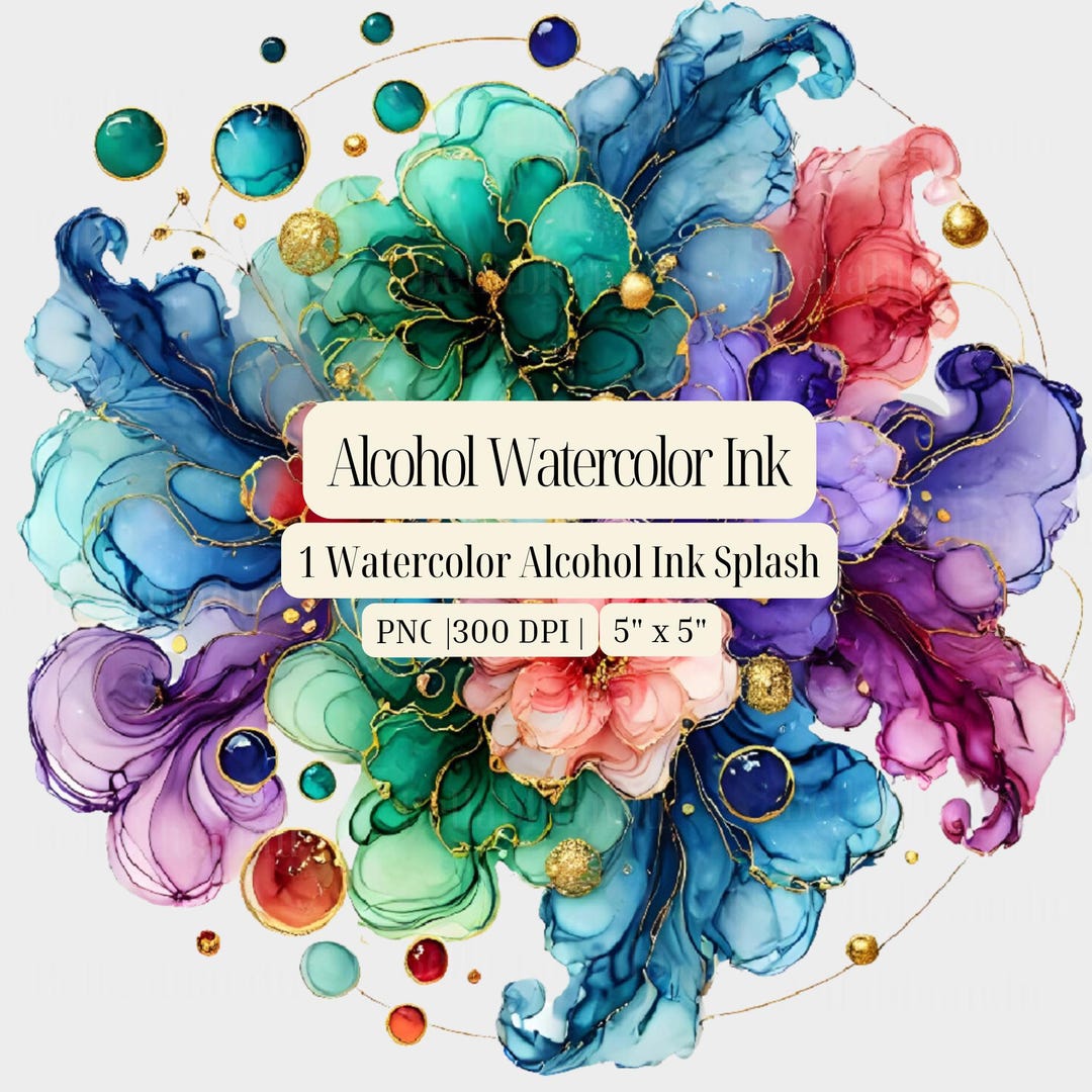 Alcohol Ink Splash PNG: Abstract Watercolor Clipart (digital Download ...