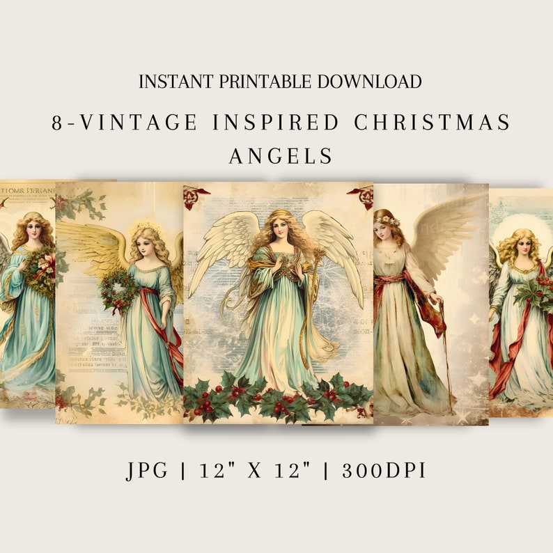 Vintage Inspired Angels Set Christmas Angels Digital Download for ...