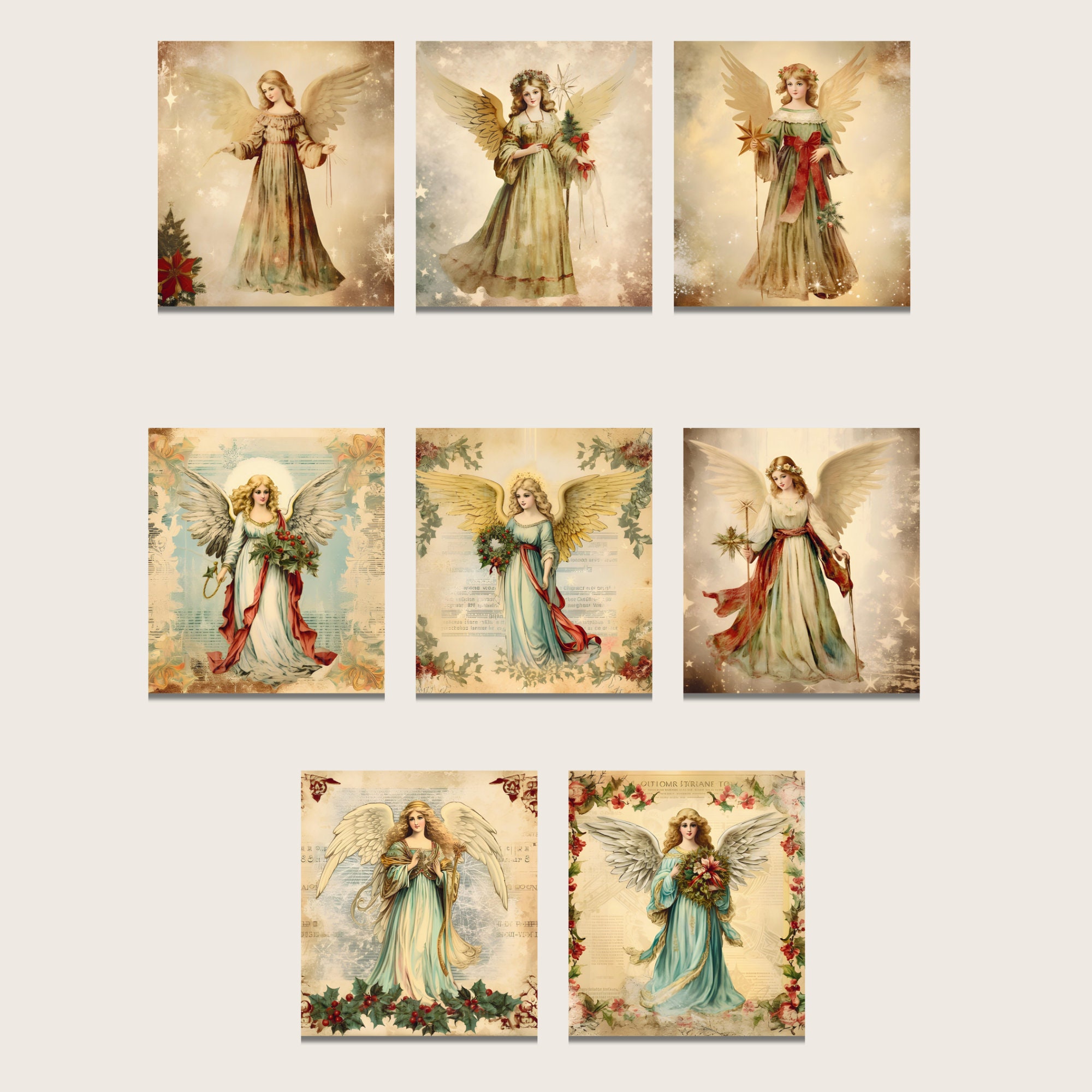 Vintage Inspired Angels Set Christmas Angels Digital Download for ...
