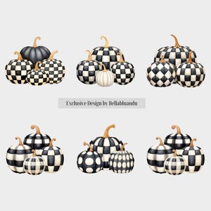 Pumpkin Check Print Clipart Checkered Pumpkin Bundle for Home Décor ...