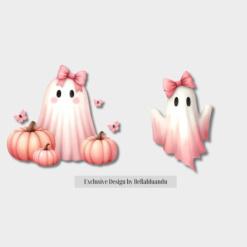 Pink Halloween Ghost Clipart for Spooky Season Sublimation PNG ...