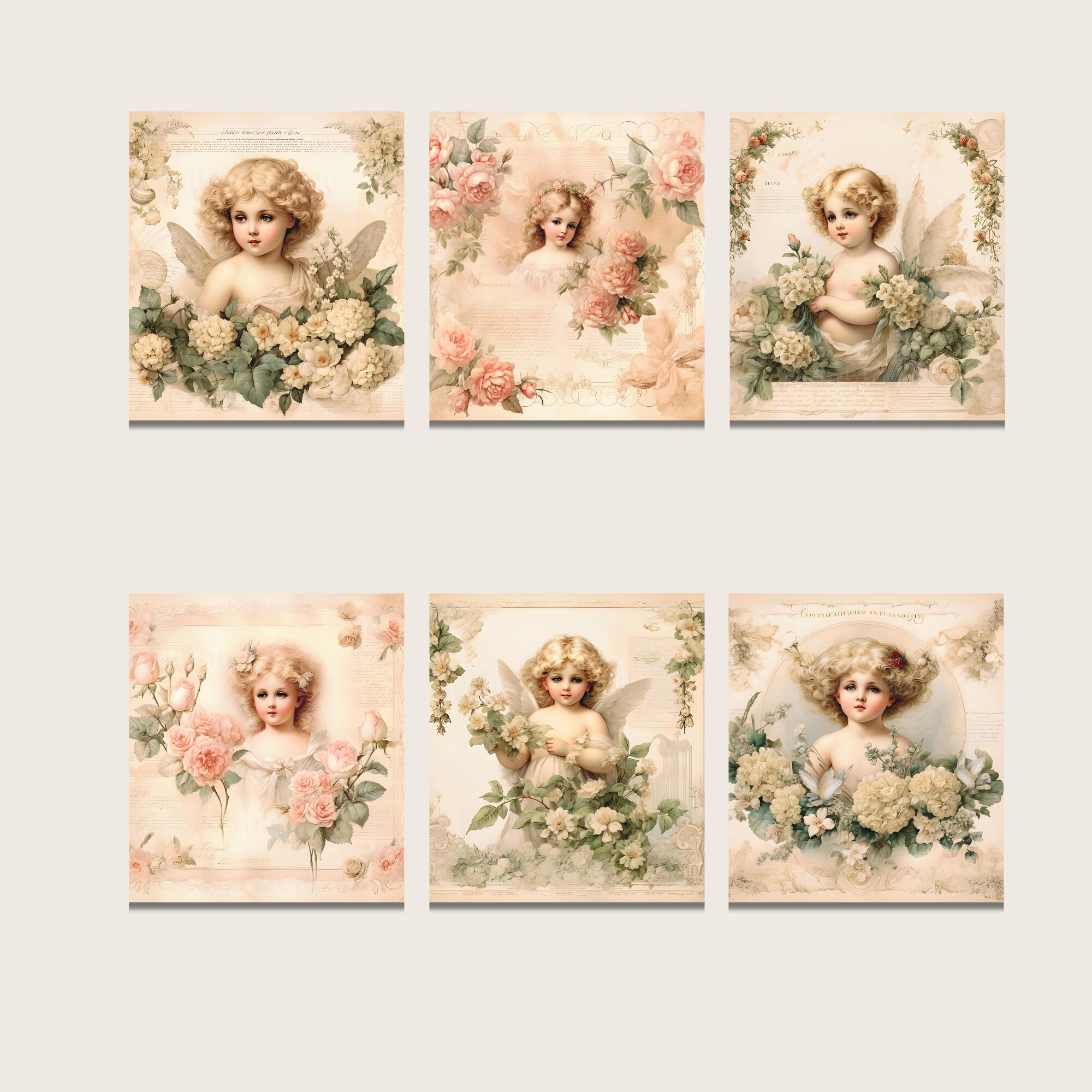 Cherub Angles Victorian Inspired Angel Scrapbook Printable Digital ...