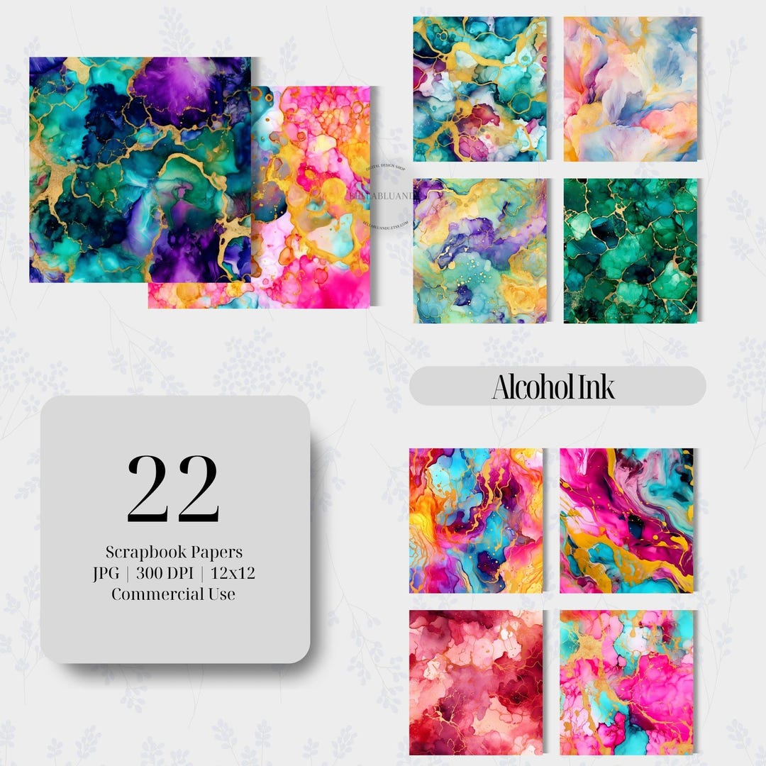 Alcohol Ink Digital Paper: Abstract Watercolor PNG Backgrounds (digital ...