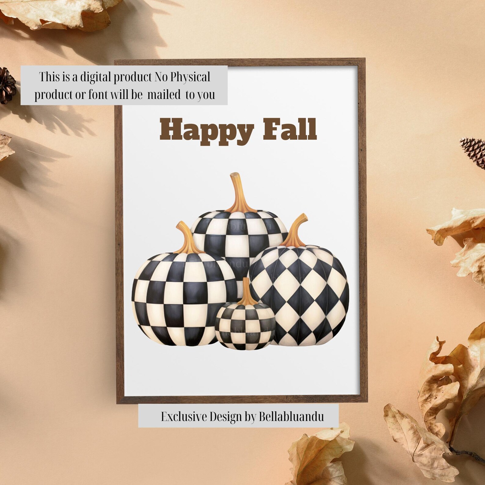 Pumpkin Check Print Clipart Checkered Pumpkin Bundle for Home Décor ...