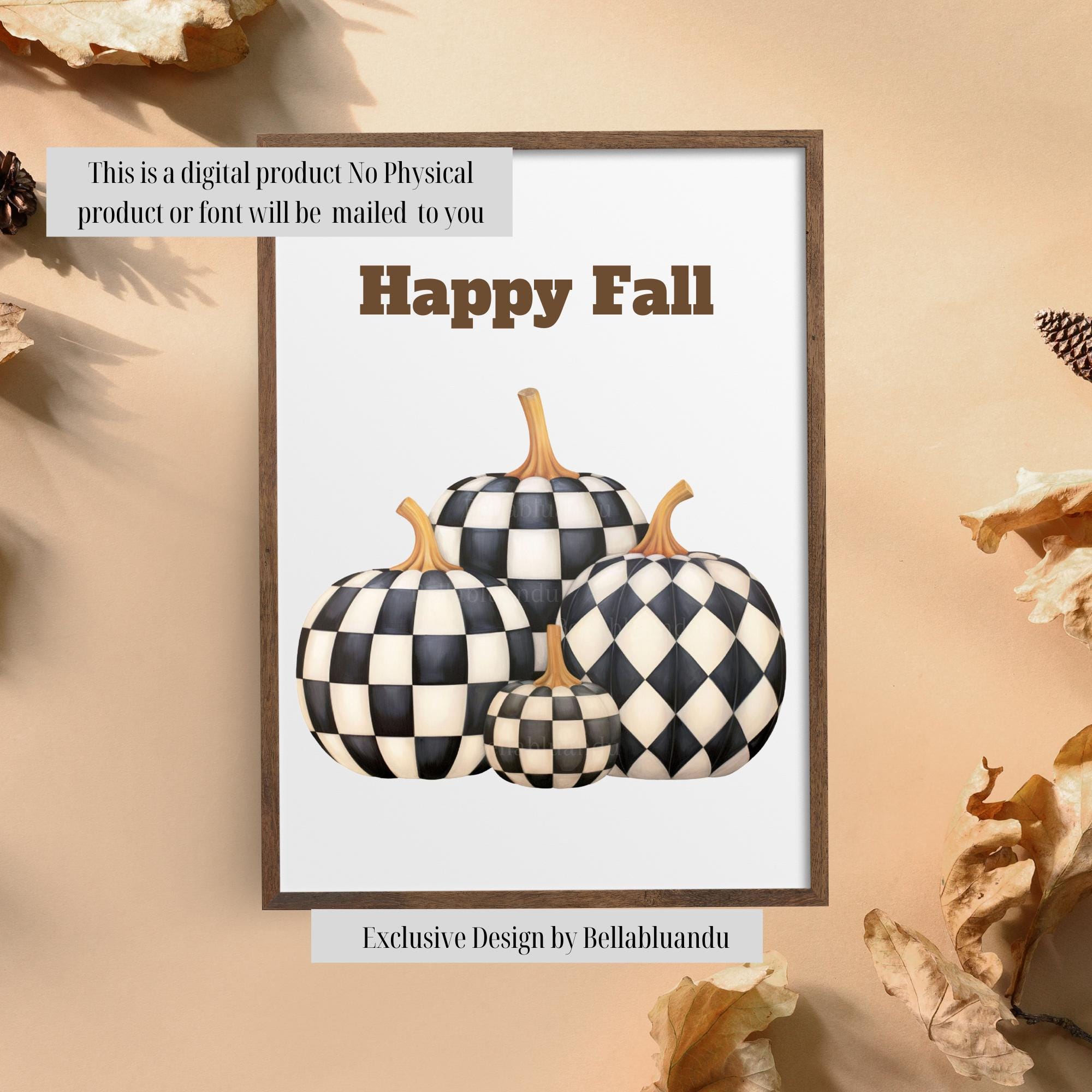 Pumpkin Check Print Clipart Checkered Pumpkin Bundle for Home Décor ...