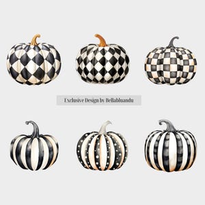 Pumpkin Check Print Clipart Checkered Pumpkin Bundle for Home Décor ...