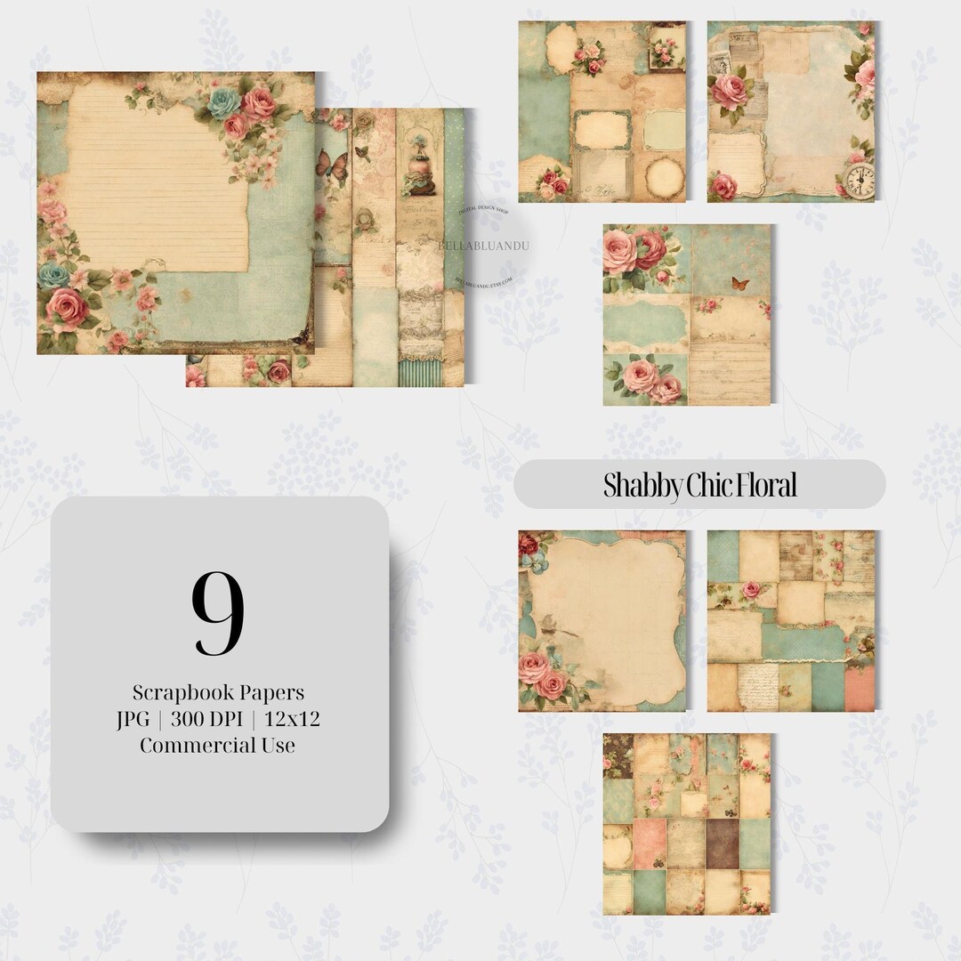 Pastel Floral Scrapbook Paper: Shabby Chic Junk Journal (digital ...