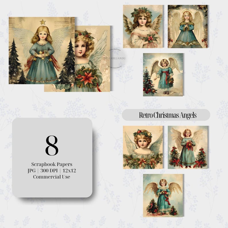Retro Christmas Angels Set, Christmas Angels Digital Download for ...
