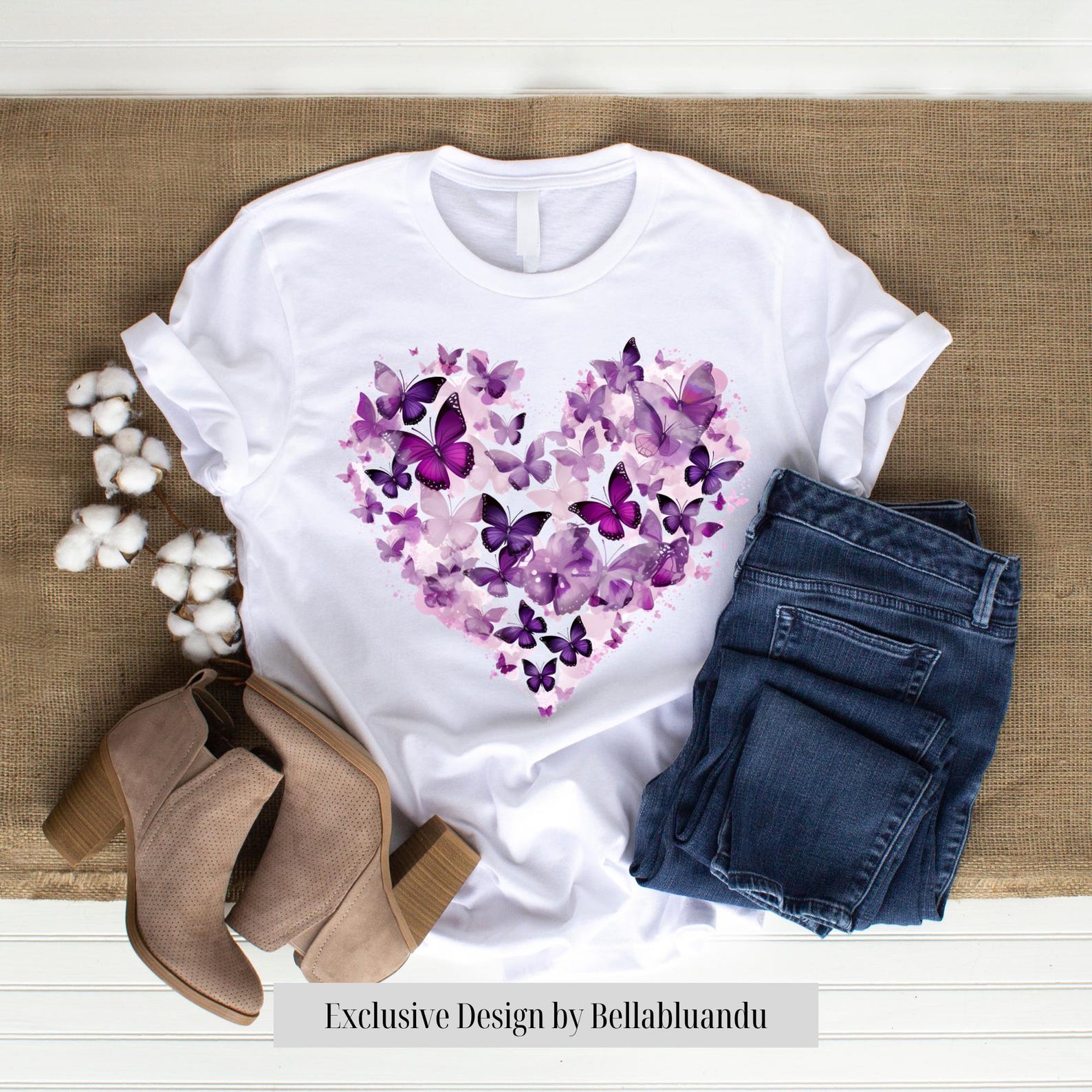 Purple Butterfly Heart Clipart: Valentine's Day PNG (digital Download ...