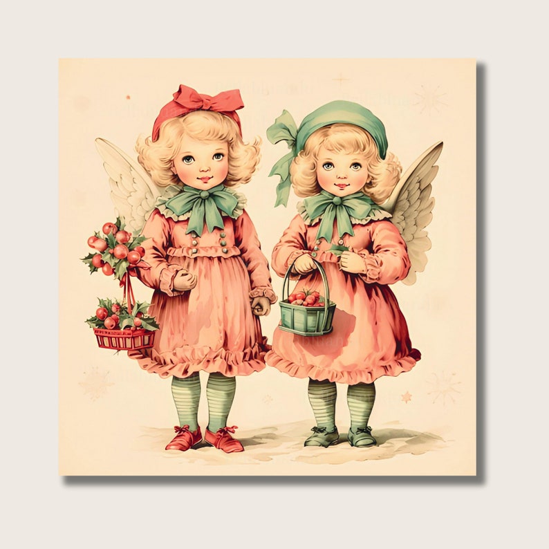Vintage Inspired Angel Scrapbook Paper Set Victorian Angel Christmas ...