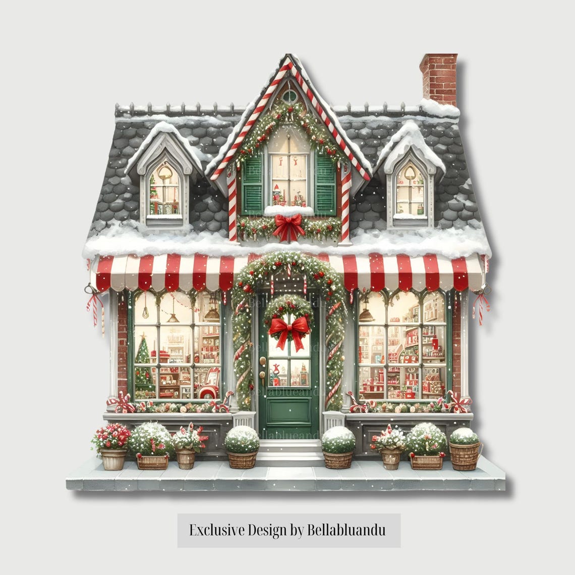Christmas Storefront Clipart: Watercolor PNG Images (digital Download ...