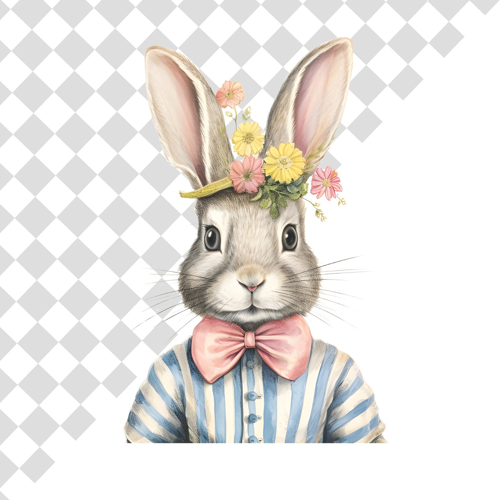 Easter Bunny Victorian Inspired Clipart PNG Transparent Background ...