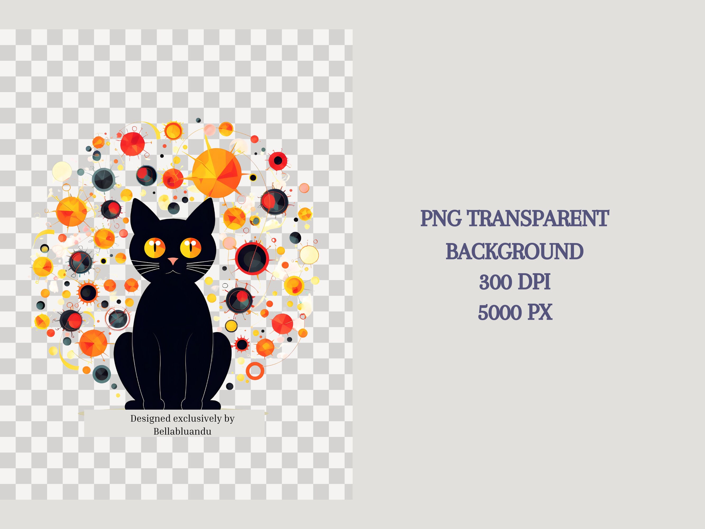 Atomic Cat Clipart Printable Mid Century Modern Retro Black Cat PNG ...