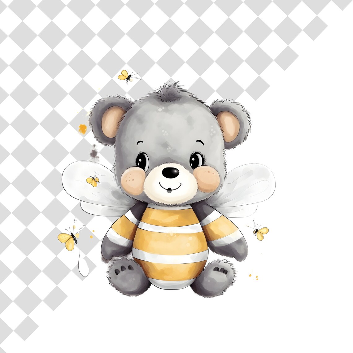 Bumble Bee Teddy Bear Clipart PNG Transparent Background Instant ...