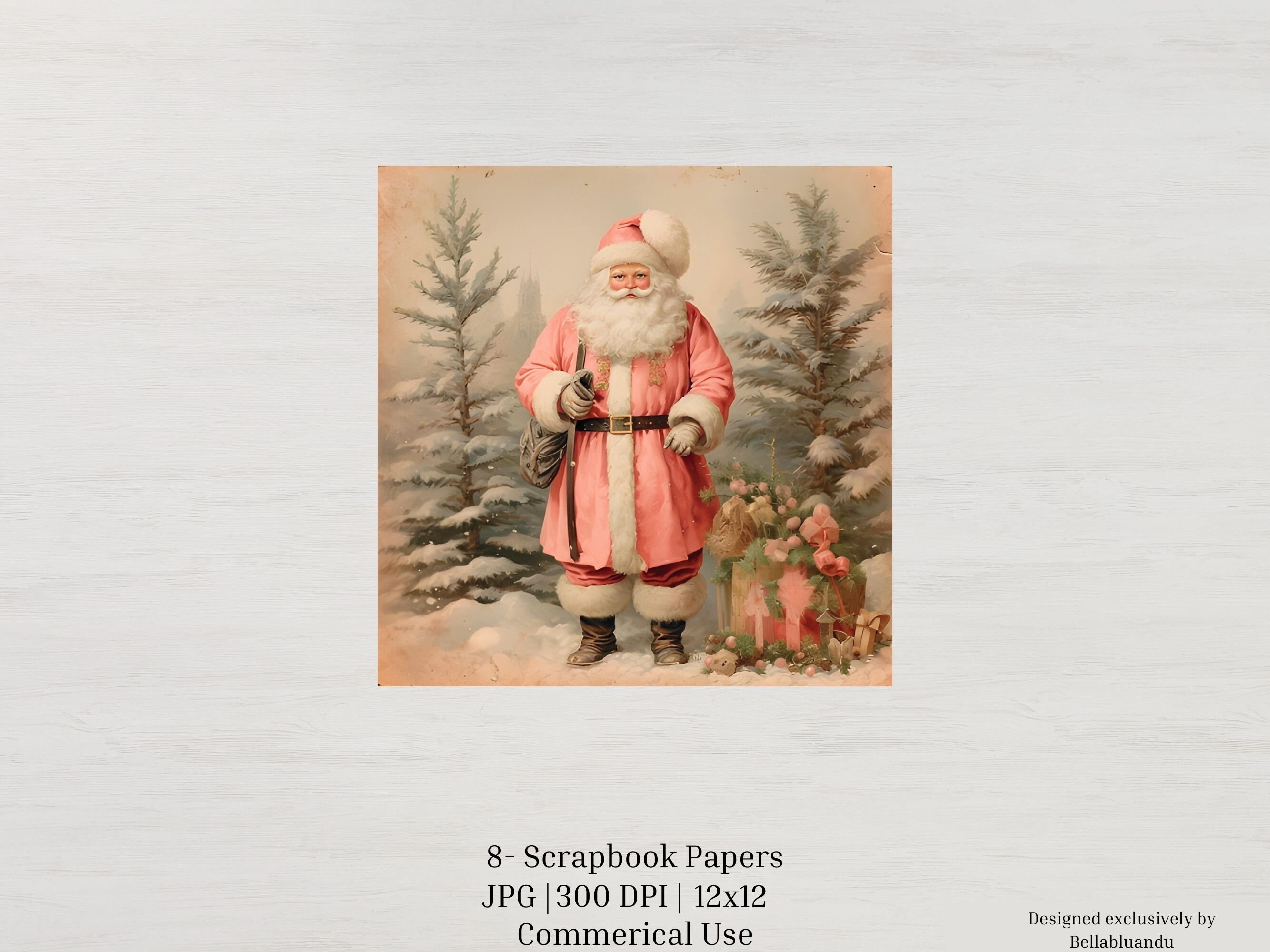 Printable Vintage Pink Santa Collage Sheets Perfect for Junk Journals ...