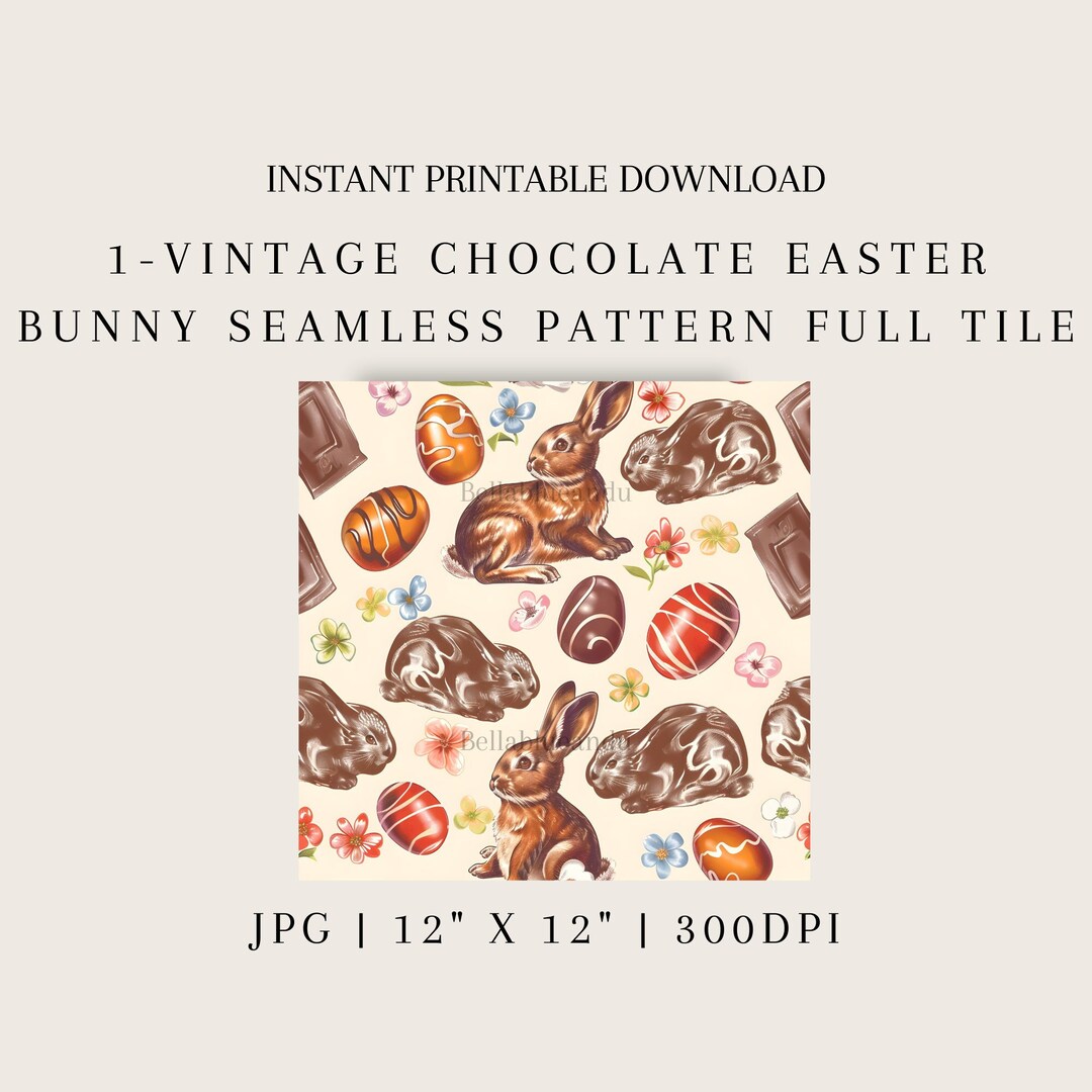 Chocolate Easter Bunny Candies Vintage Inspired Seamless Full Tile ...