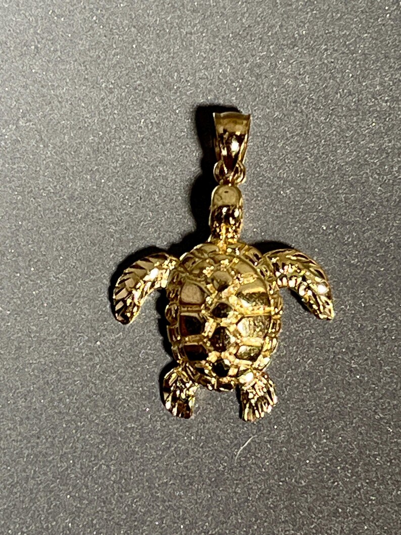 14 K Yellow Gold Sea Turtle Pendant - Etsy