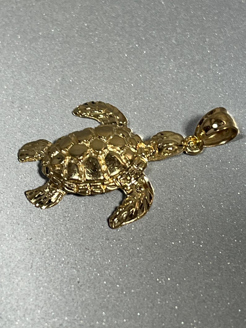 14 K Yellow Gold Sea Turtle Pendant - Etsy