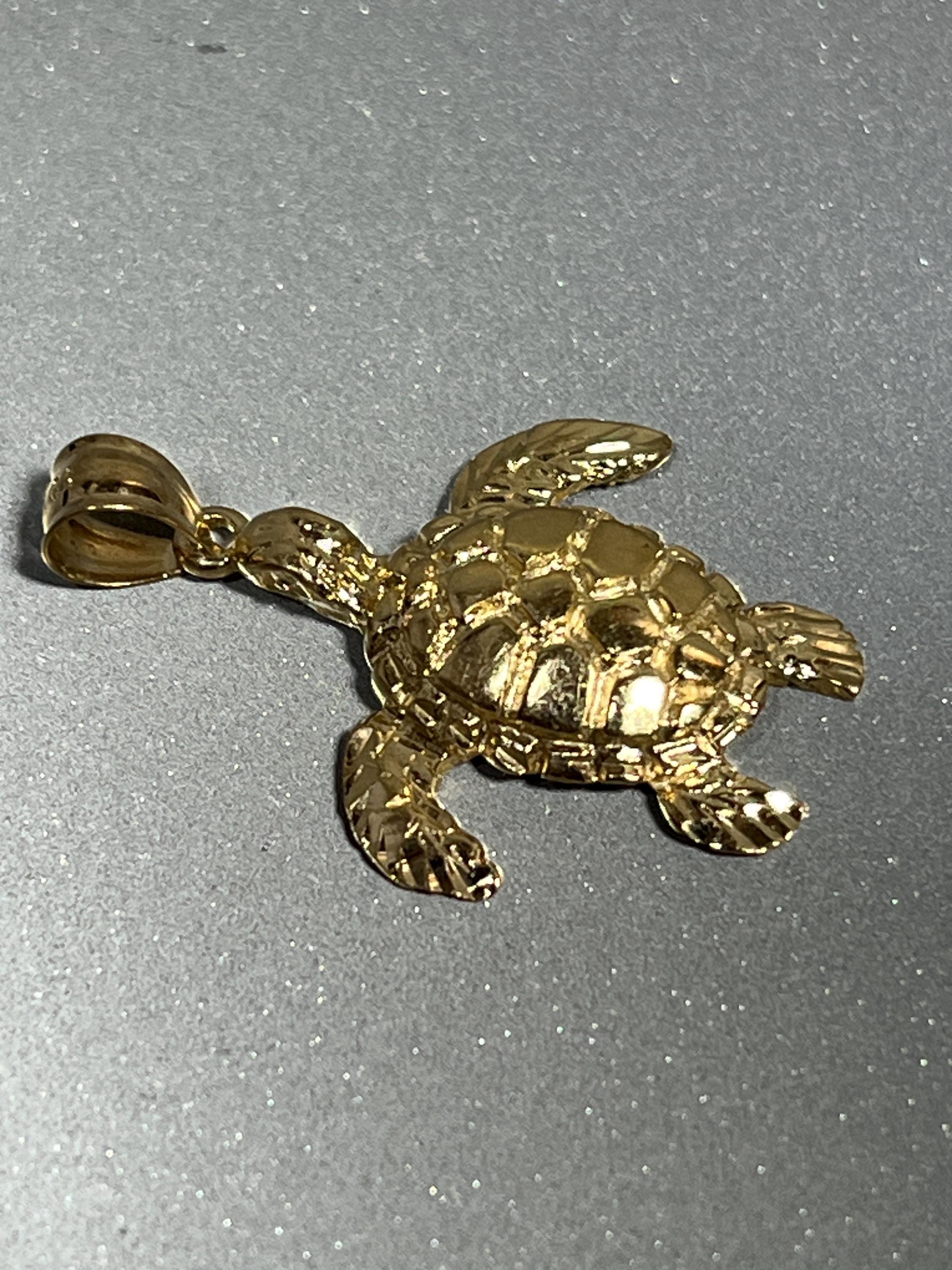 14 K Yellow Gold Sea Turtle Pendant - Etsy