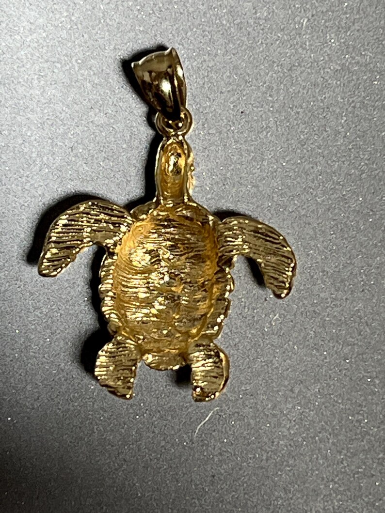 14 K Yellow Gold Sea Turtle Pendant - Etsy