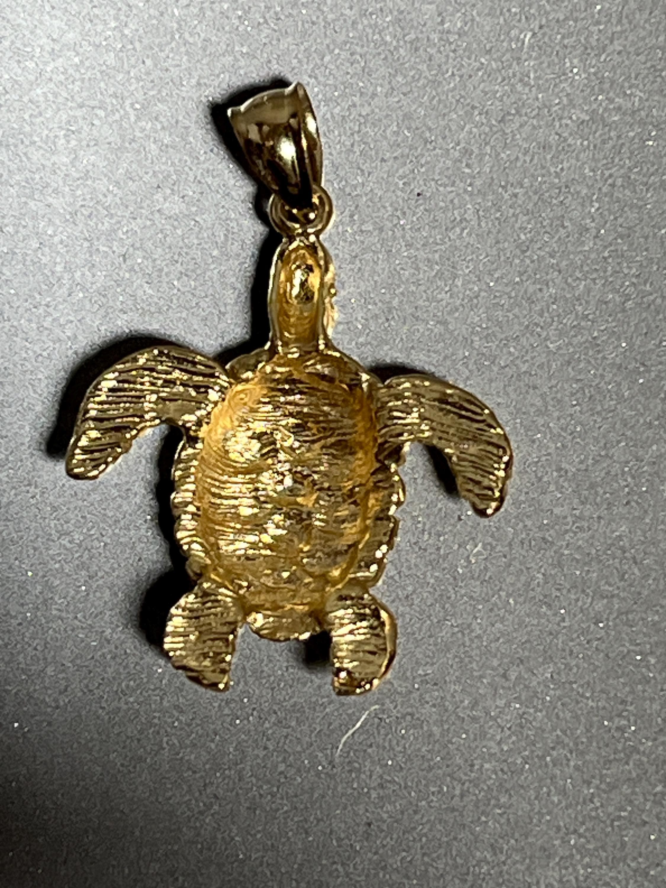 14 K Yellow Gold Sea Turtle Pendant - Etsy
