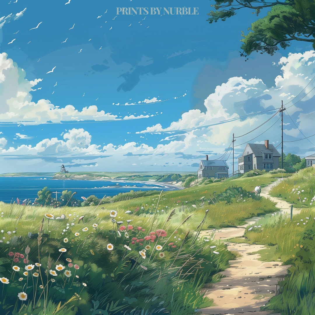 Cape Cod Coastal Spring Beach House Animated-inspired Digital Print - Etsy