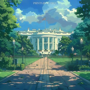 The White House Gates in D.C Animated Digital Print - Etsy