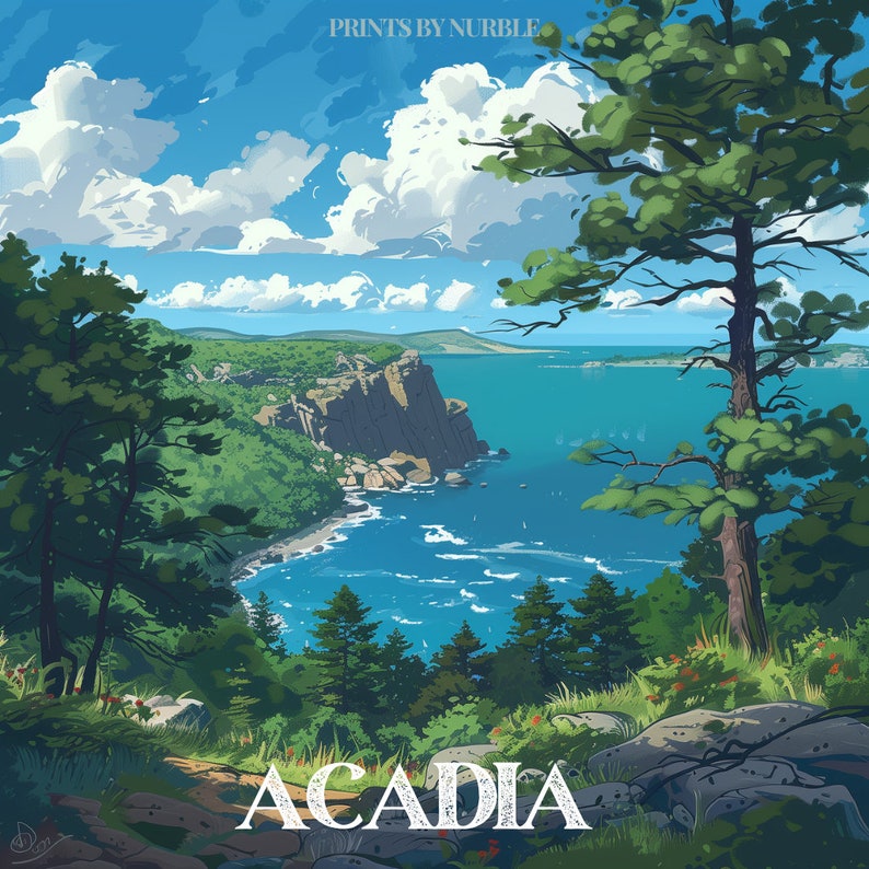 Vintage Vista: Otter Cliffs of Acadia Animated Digital Art Print - Etsy