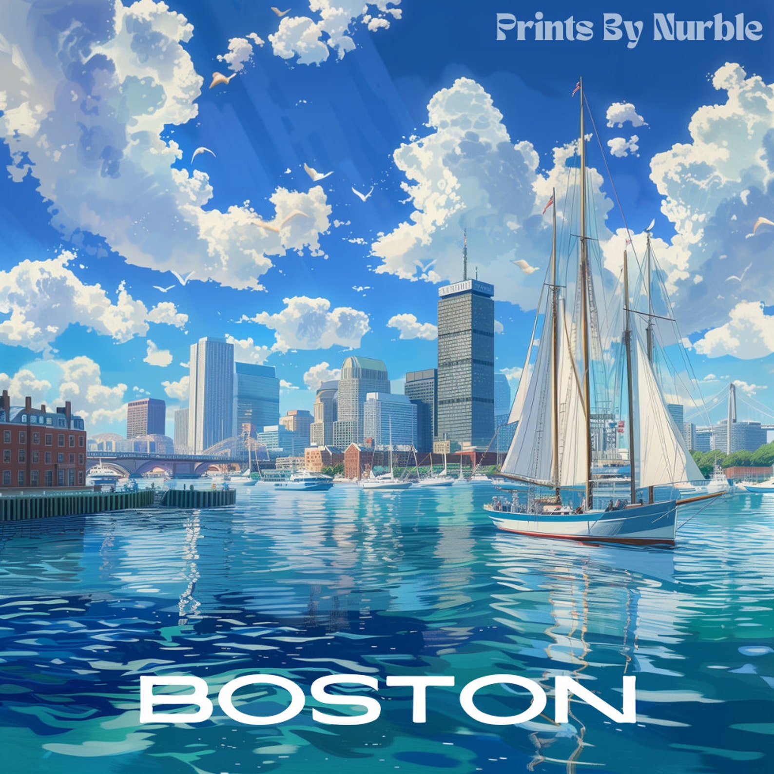 Boston Harbor Animated-inspired Digital Print - Etsy