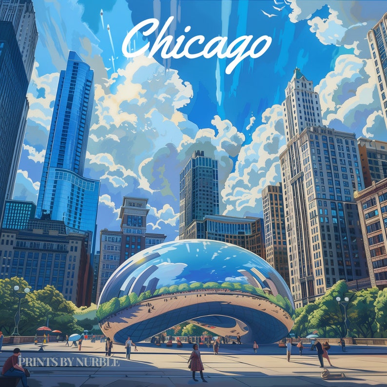 Mesmerizing Chicago Bean/cloud Gate Animated Digital Print - Etsy