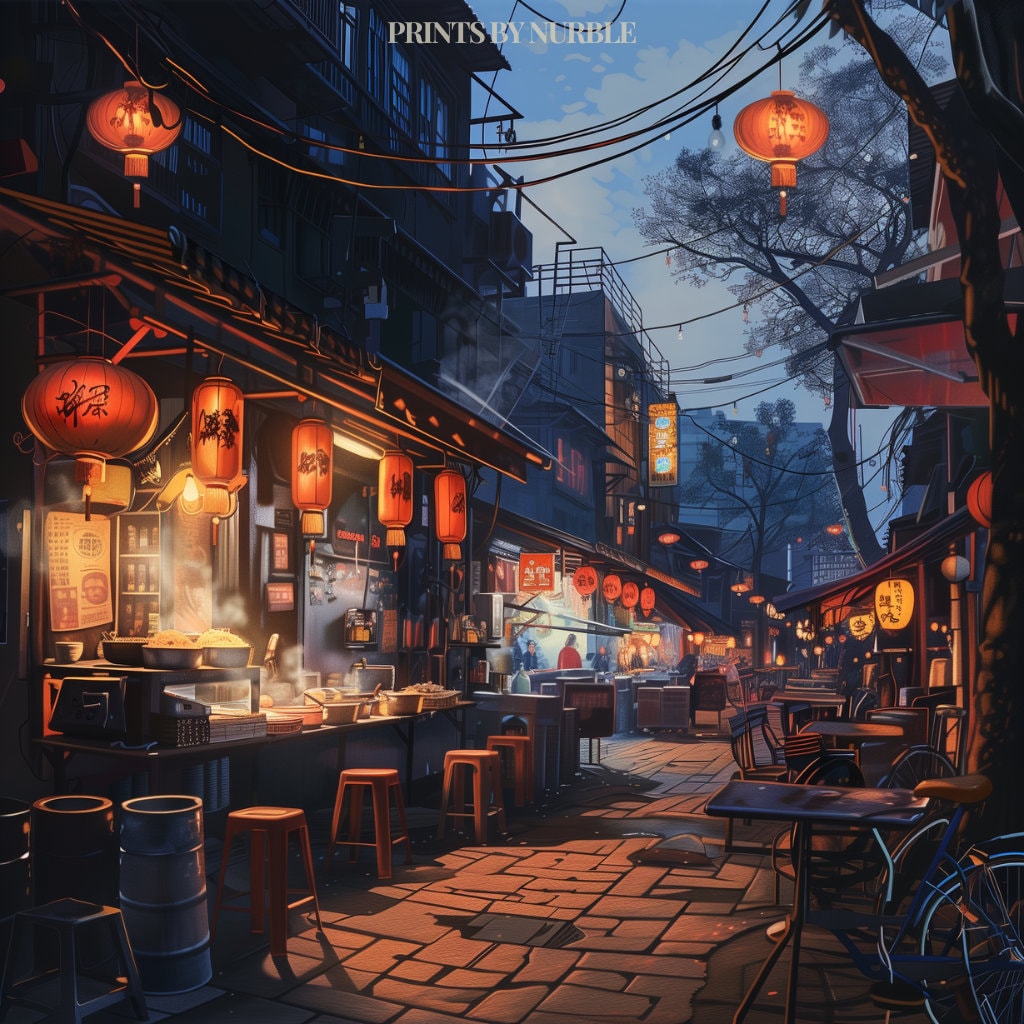 Chinatown Street Market Animated Digital Art Print - Etsy