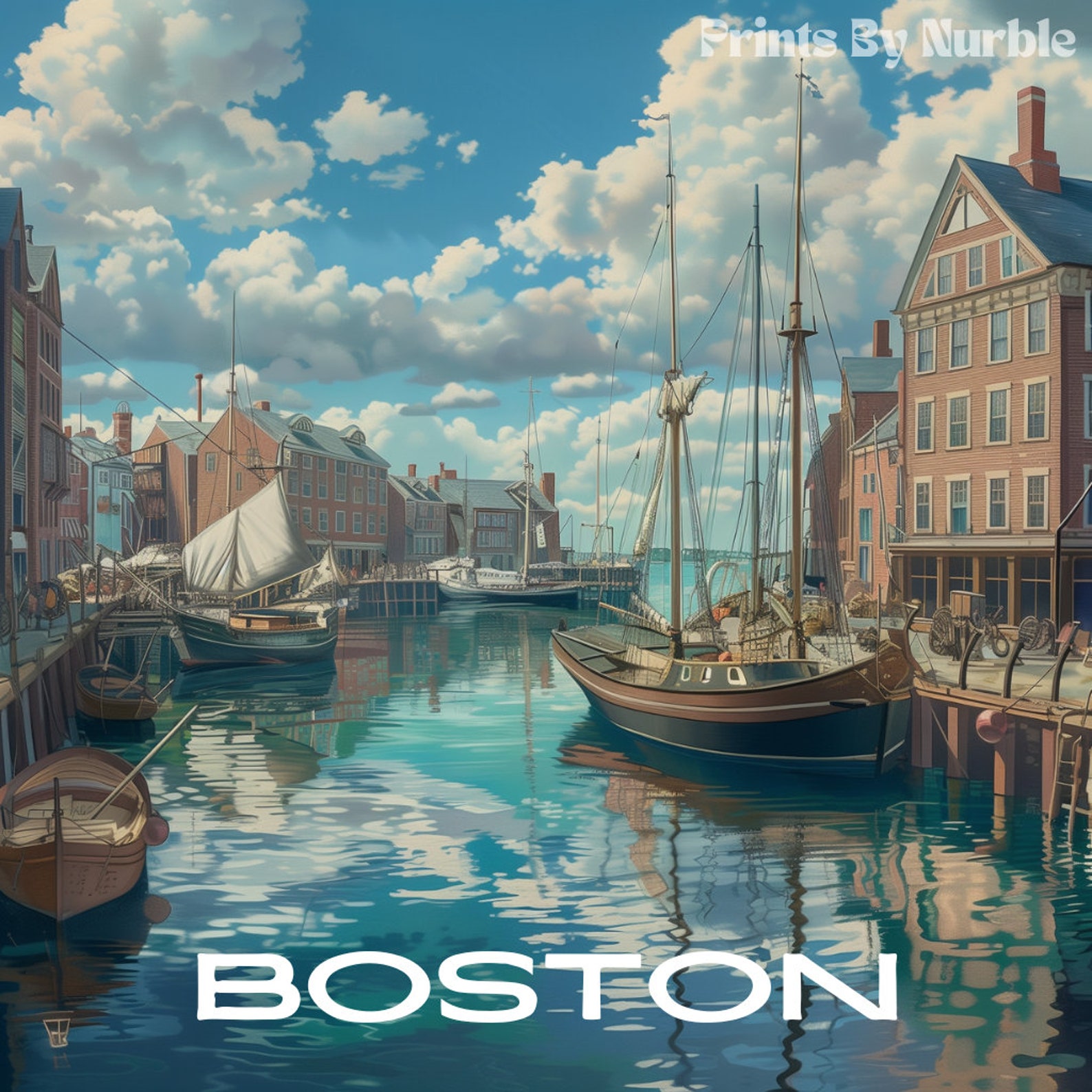 Animated Boston Tea Harbor Digital Print - Etsy