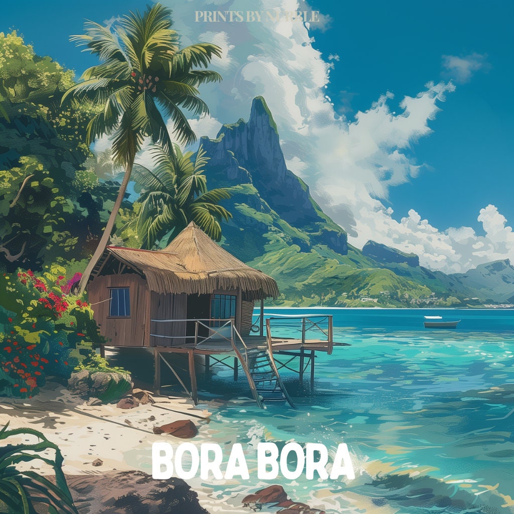 Bora Bora Bliss Animated Digital Art Print - Etsy