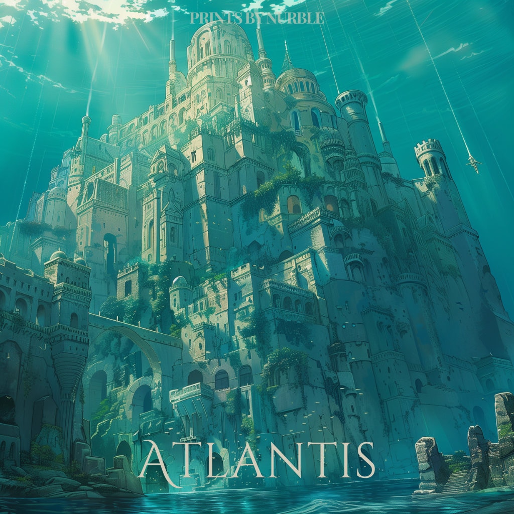 Lost Underwater City of Atlantis Digital Print Mystical Ocean Artwork ...